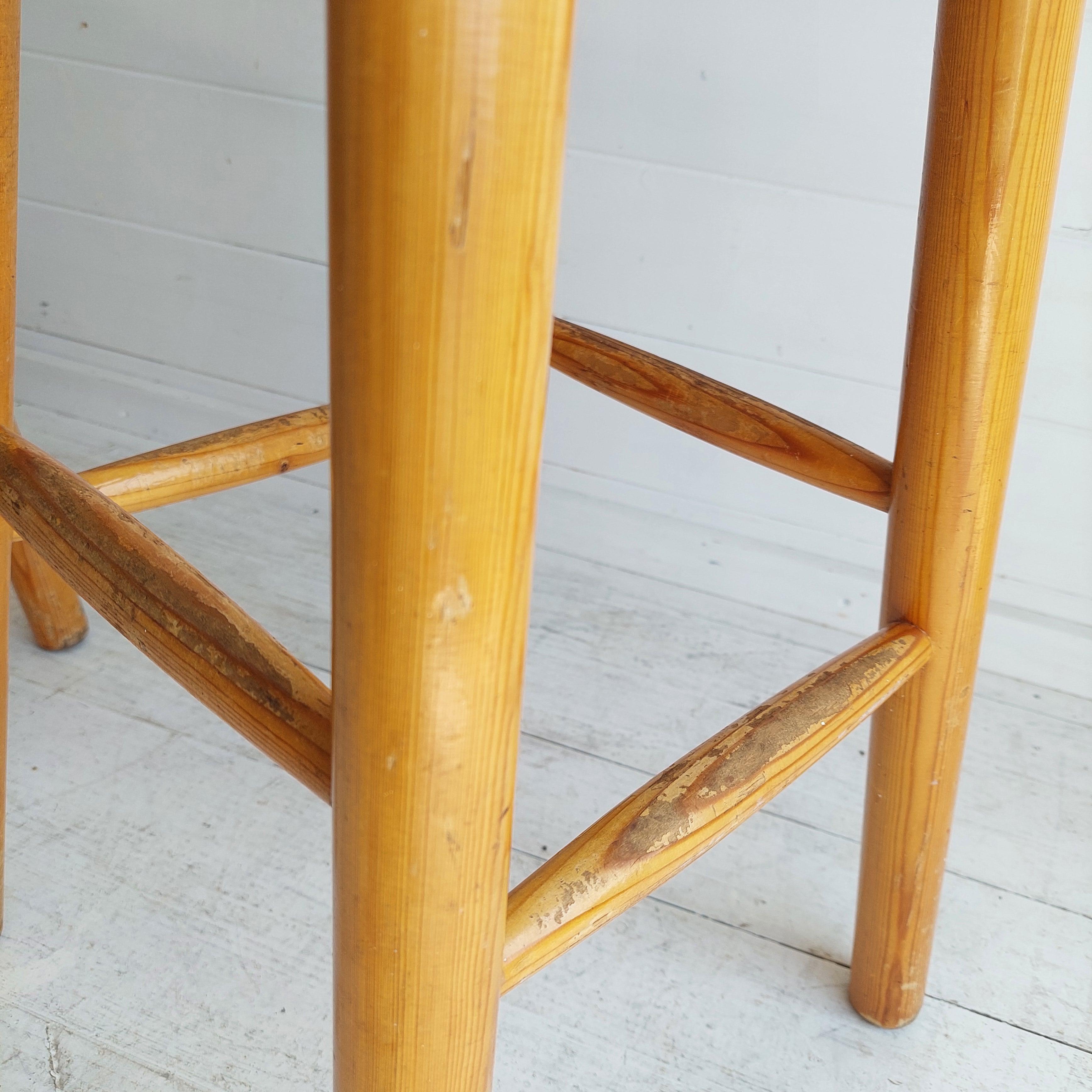 Mid Century Rustic Pine Bar High Stools, Set Of 2 Charlotte Perriand ...