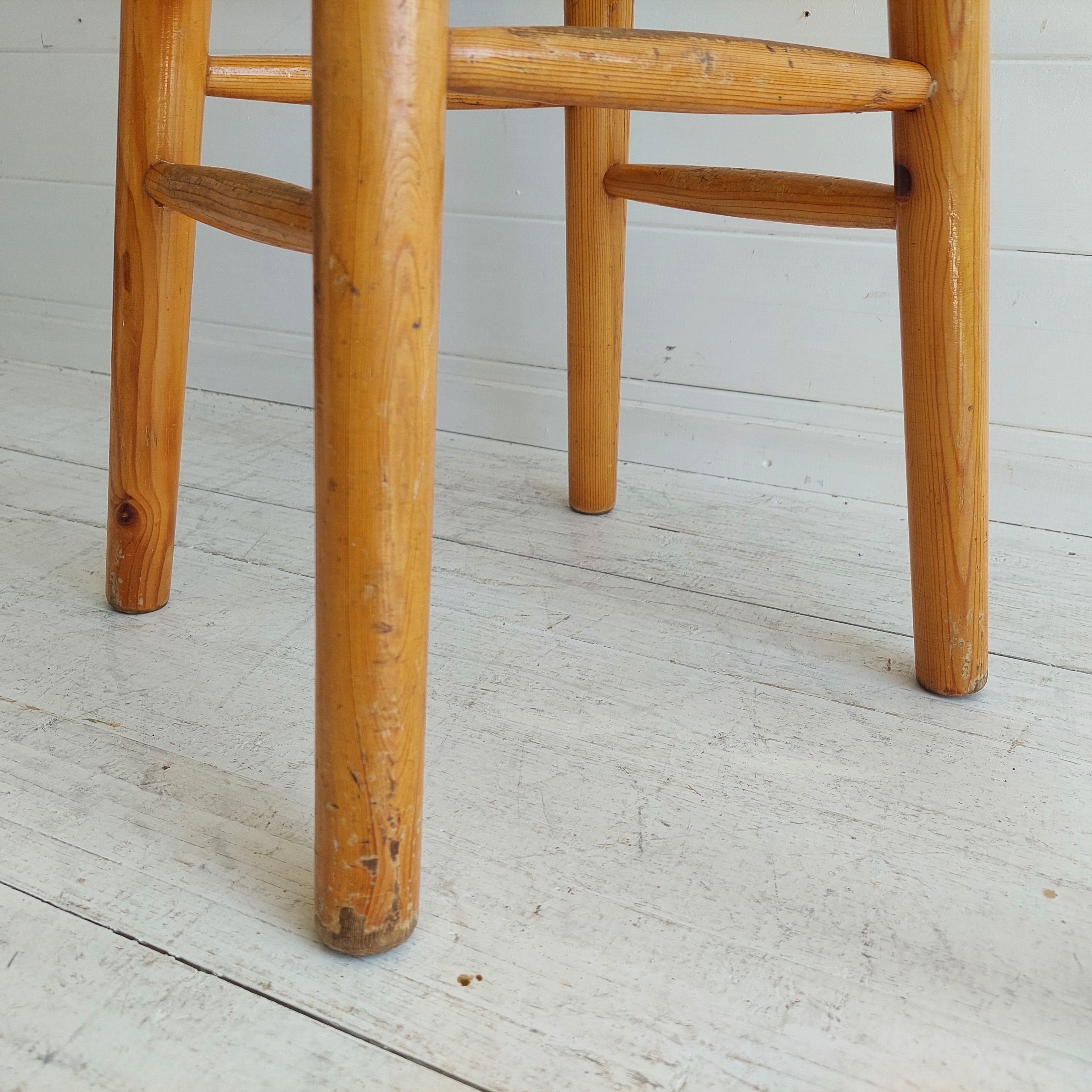 Mid Century Rustic Pine Bar High Stools, Set Of 2 Charlotte Perriand ...