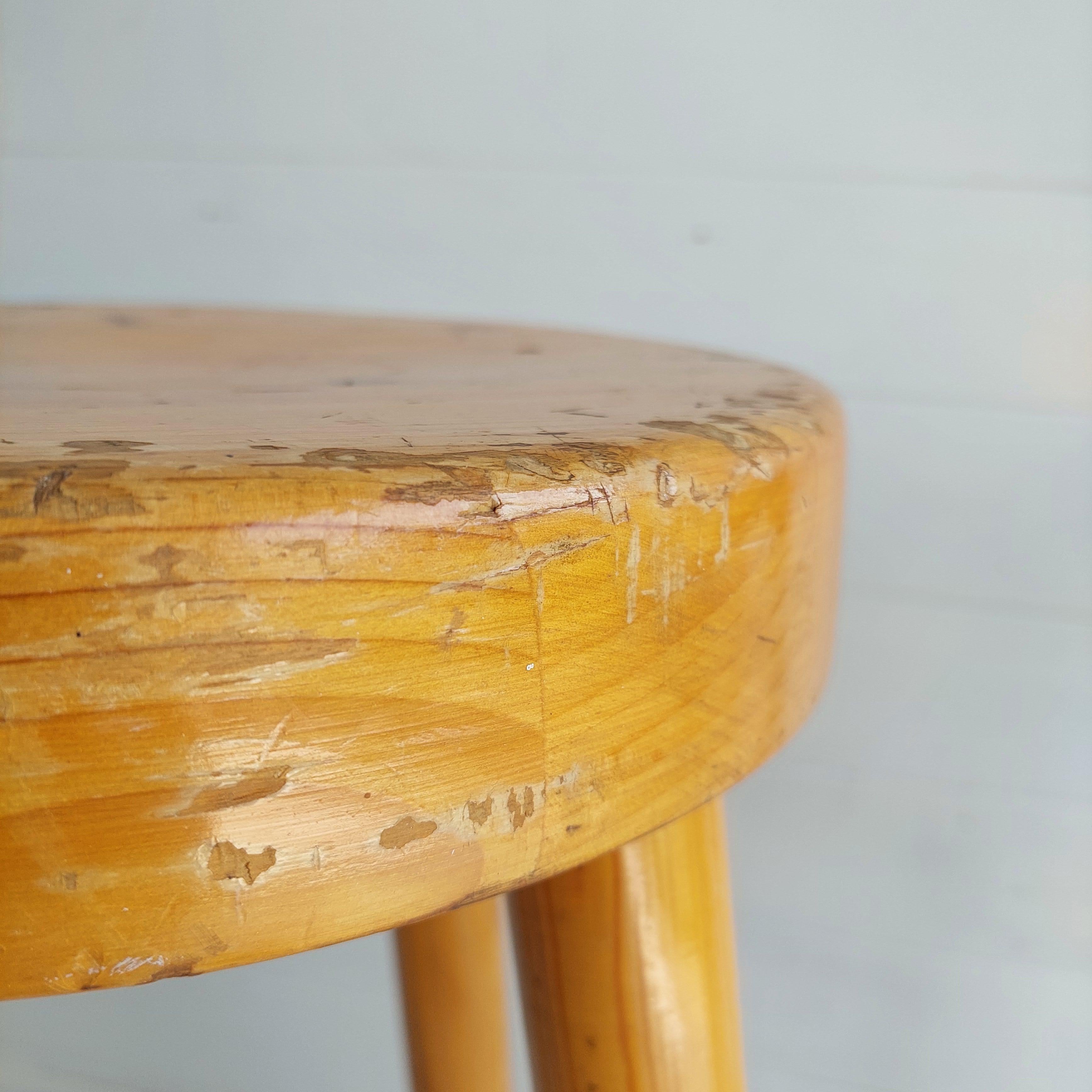 Mid Century Rustic Pine Bar High Stools, Set Of 2 Charlotte Perriand ...