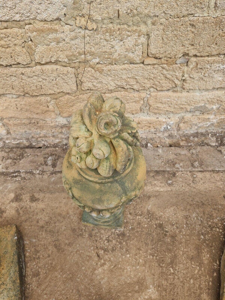 Antique Garden Statue, Mid Century Stone Pair of Dogs and Vase For Sale ...