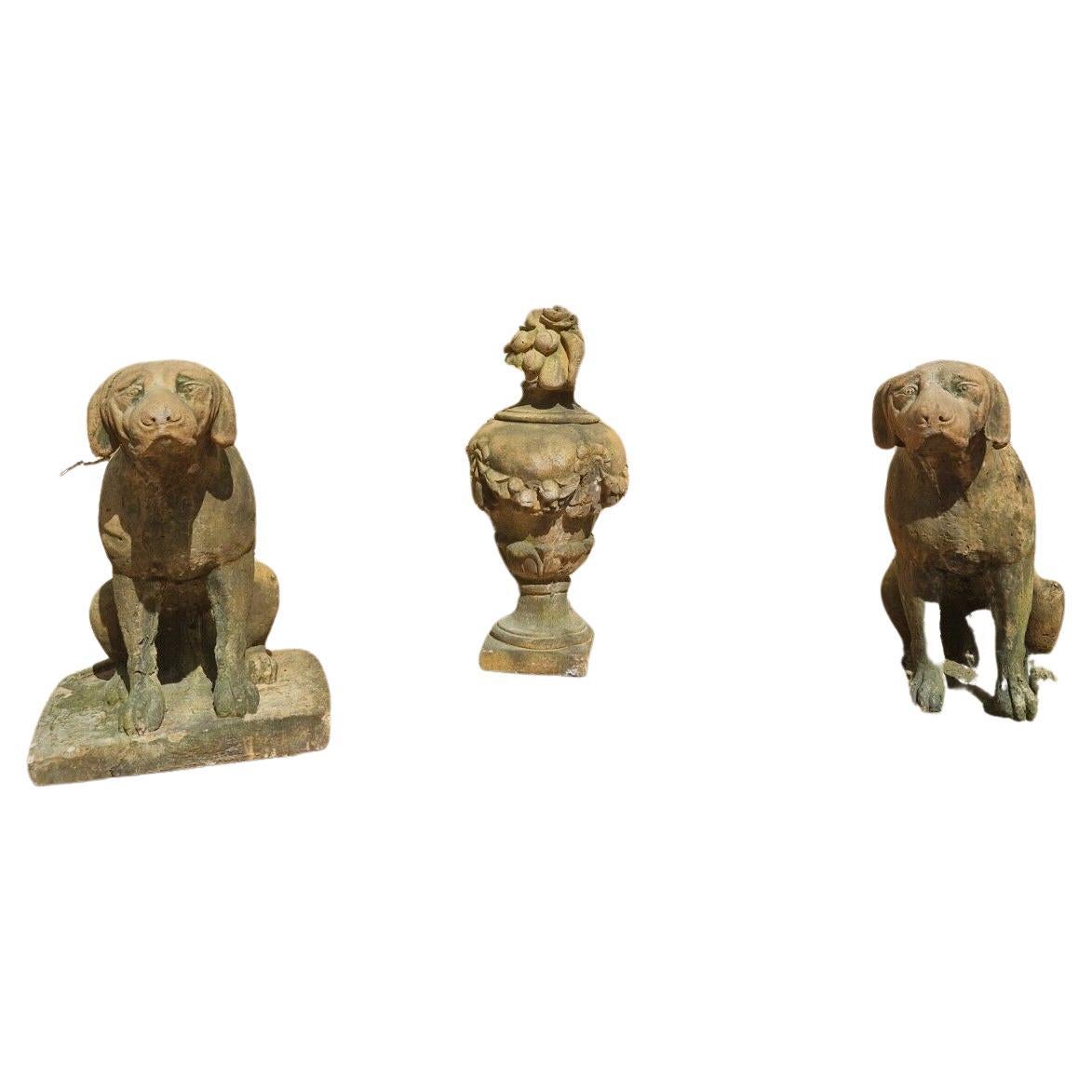 Grand Pair of Antique English Dogs with Custom Base and Linen Shades ...