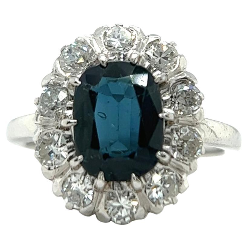 Modern Sapphire Diamond Platinum Engagement Ring For Sale at 1stDibs ...