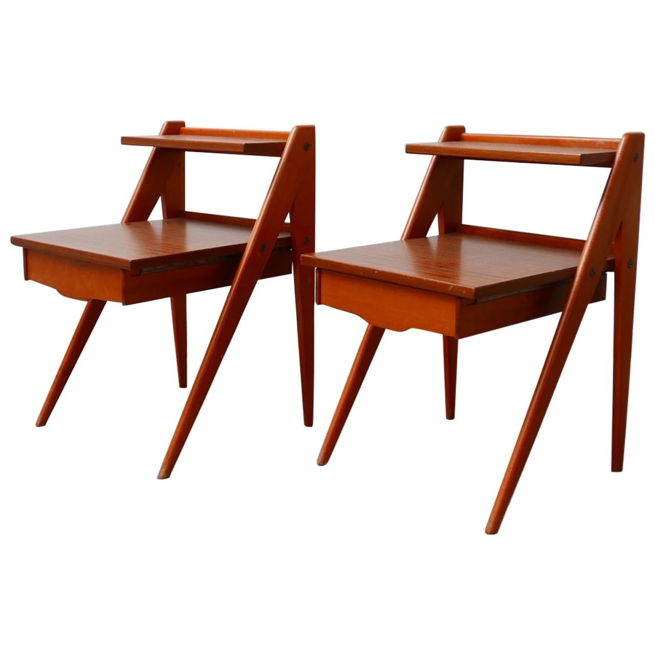 Midcentury Scandinavian Bedside Tables at 1stDibs