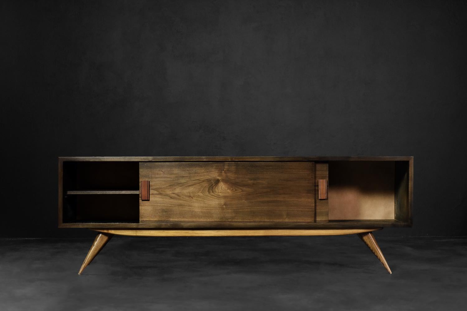Mid-Century Scandinavian Classic Modern Birch Sideboard with Walnut ...
