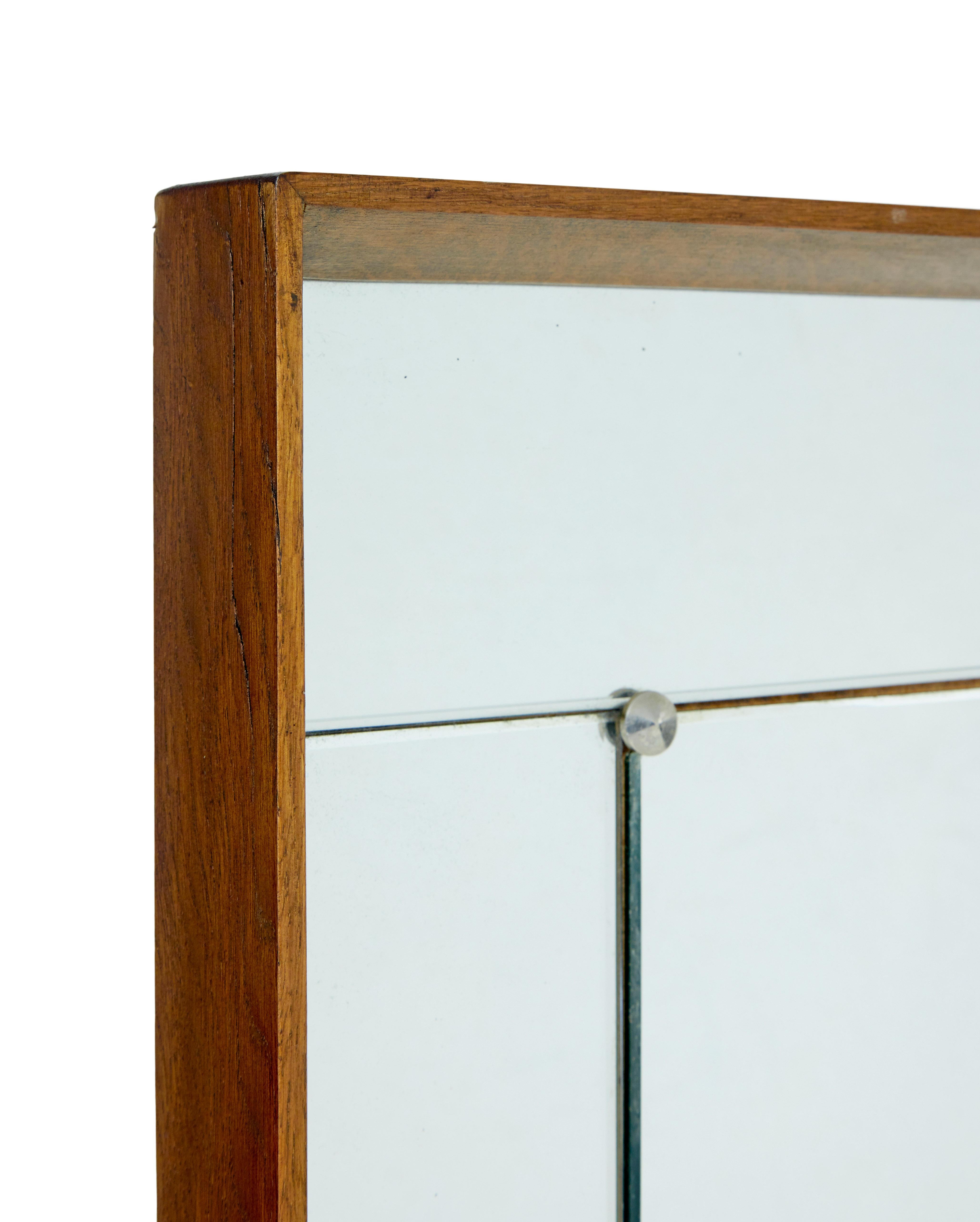 Mid century Scandinavian deep framed harlequin mirror For Sale at 1stDibs