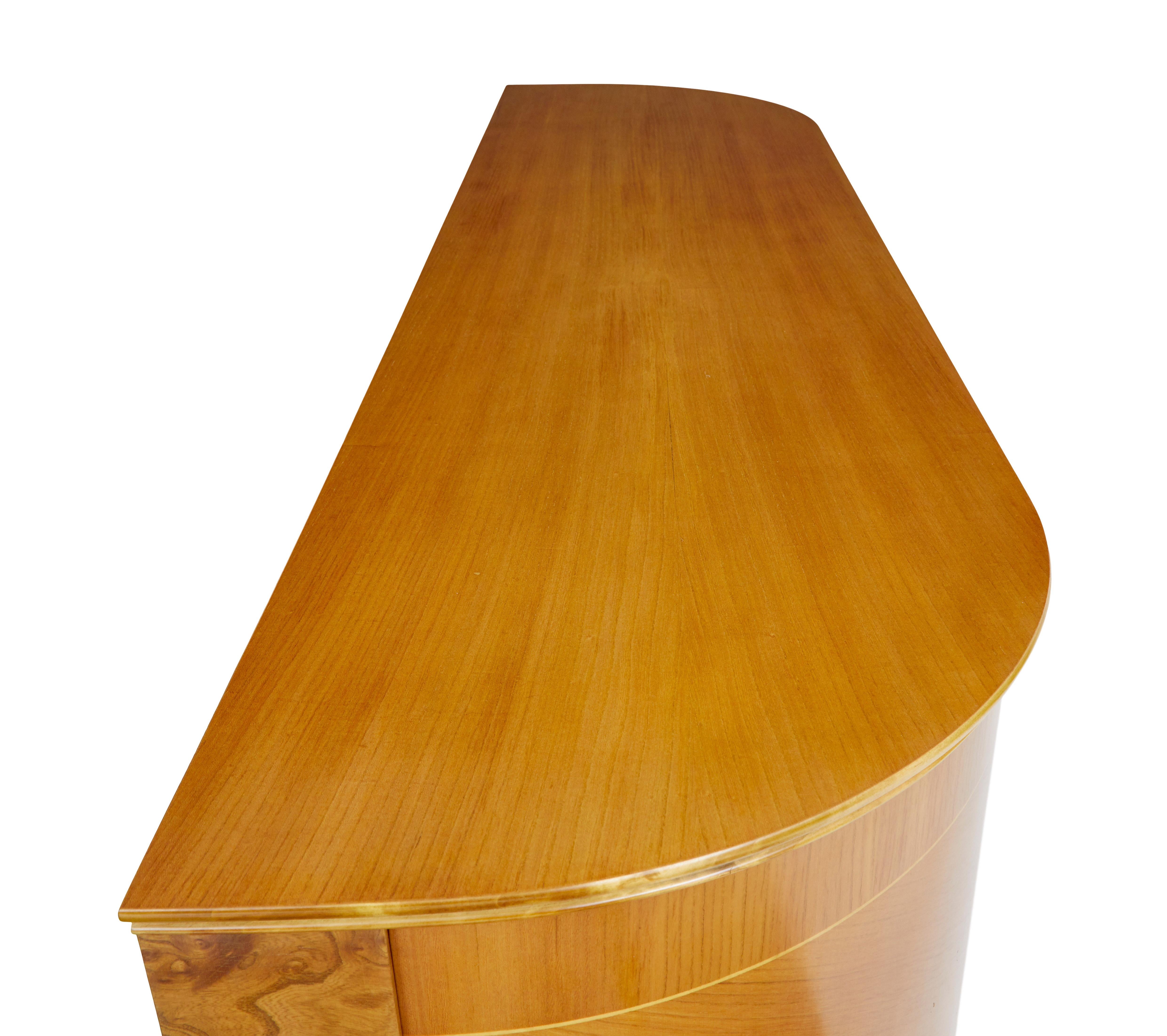 Midcentury Scandinavian Elm Inlaid Sideboard For Sale at 1stDibs