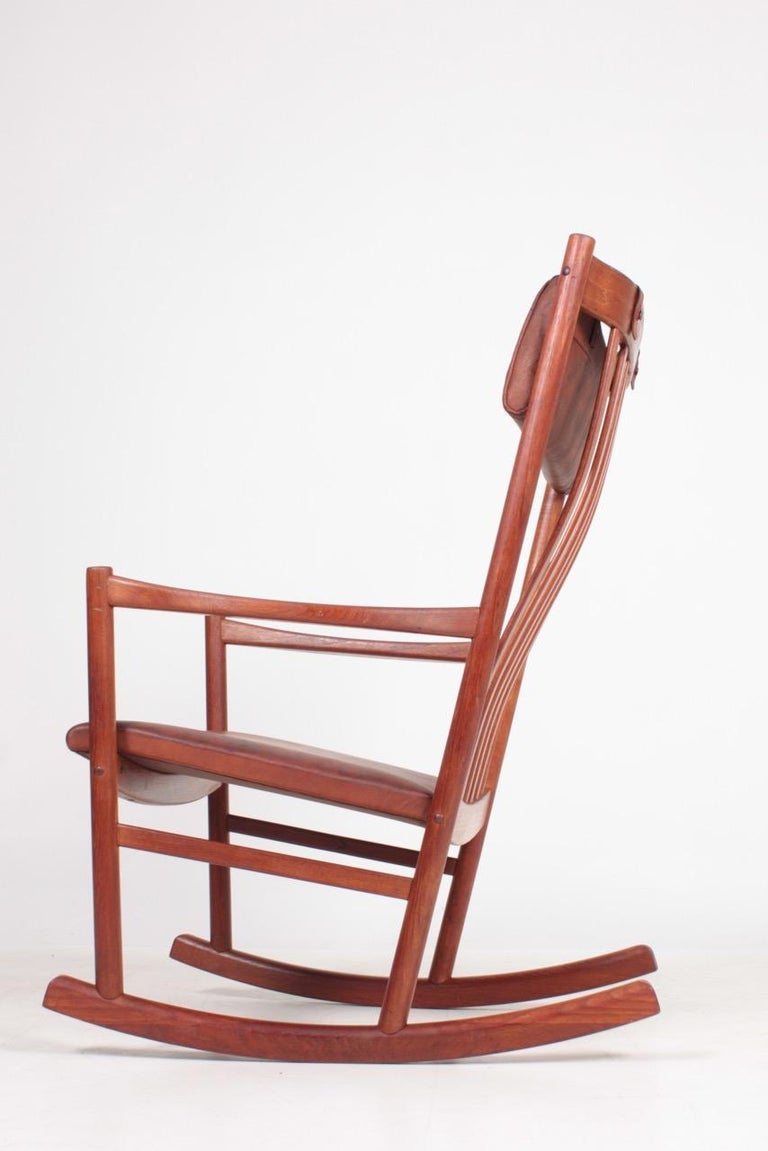 Midcentury Scandinavian Modern Rocking Chair in Teak and Patinated ...