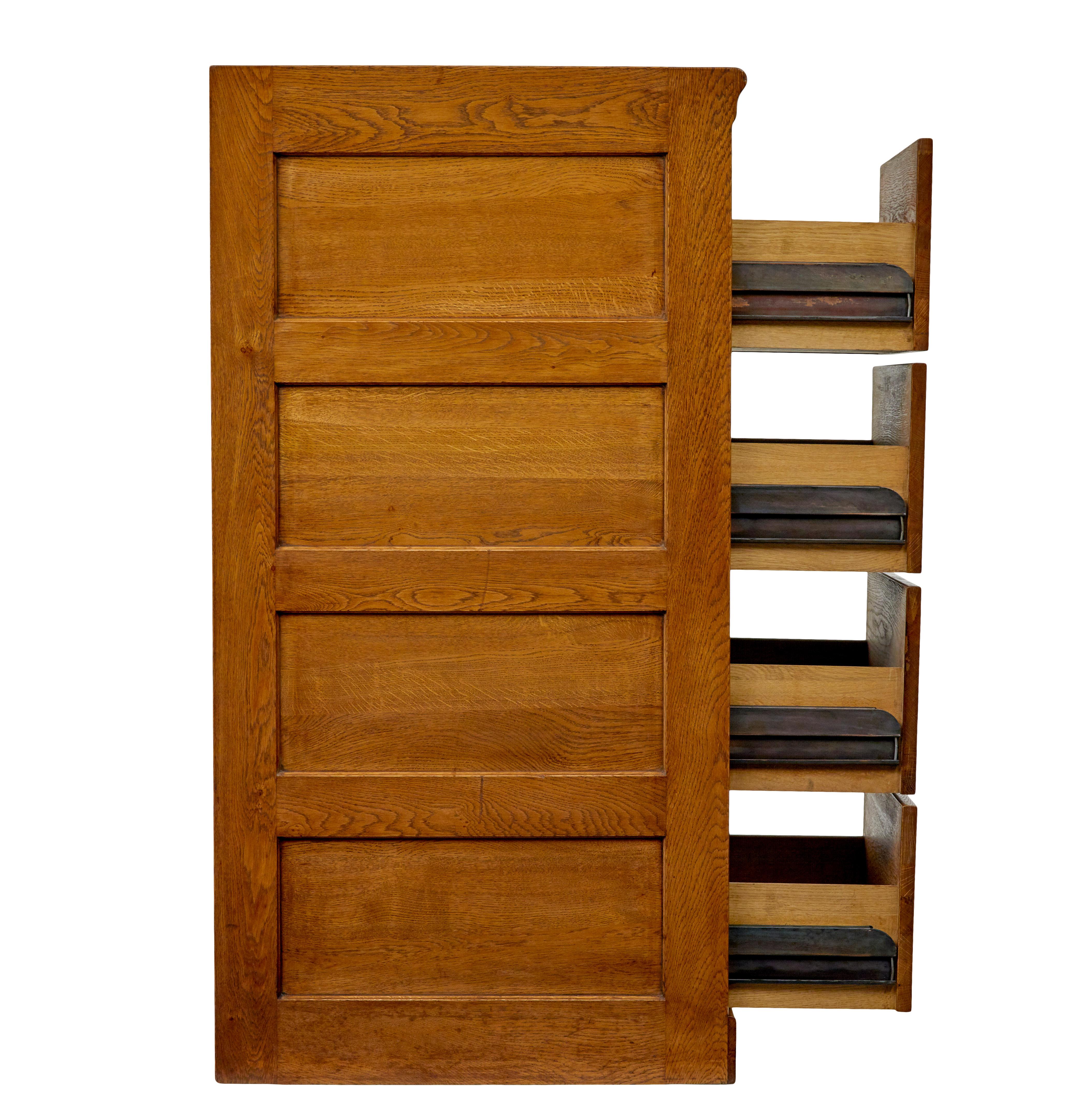 Mid century Scandinavian oak filing cabinet For Sale at 1stDibs