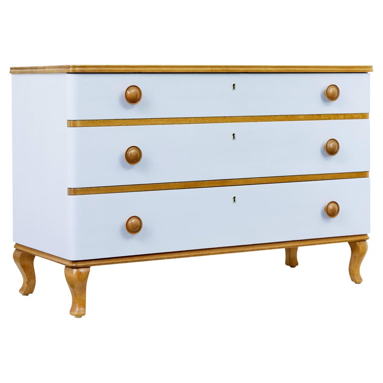 Midcentury Scandinavian Painted Birch Chest of Drawers For Sale at 1stDibs