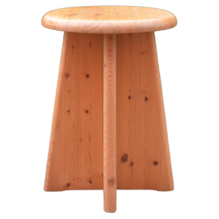 Mid Century Scandinavian Pine Minimalist Architect Stool 1/6 For Sale ...