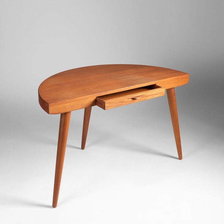 Midcentury Scandinavian Teak Half-Moon Desk, circa 1960 at 1stDibs