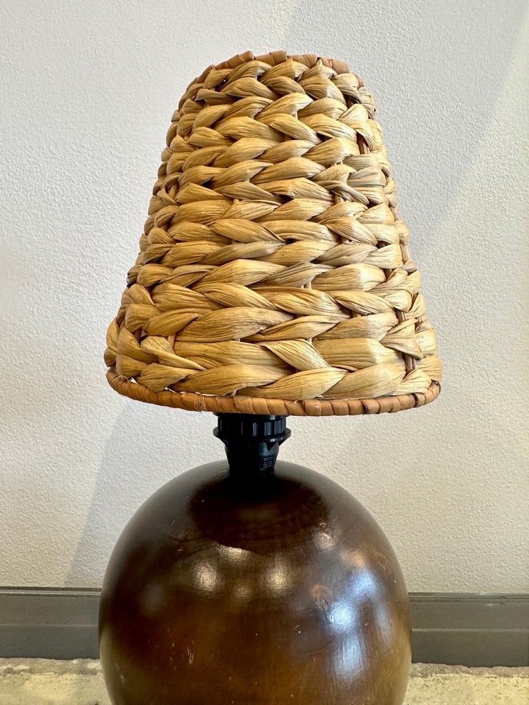 Mid-Century Scandinavian Teak Wood Globe Table Lamp For Sale at 1stDibs