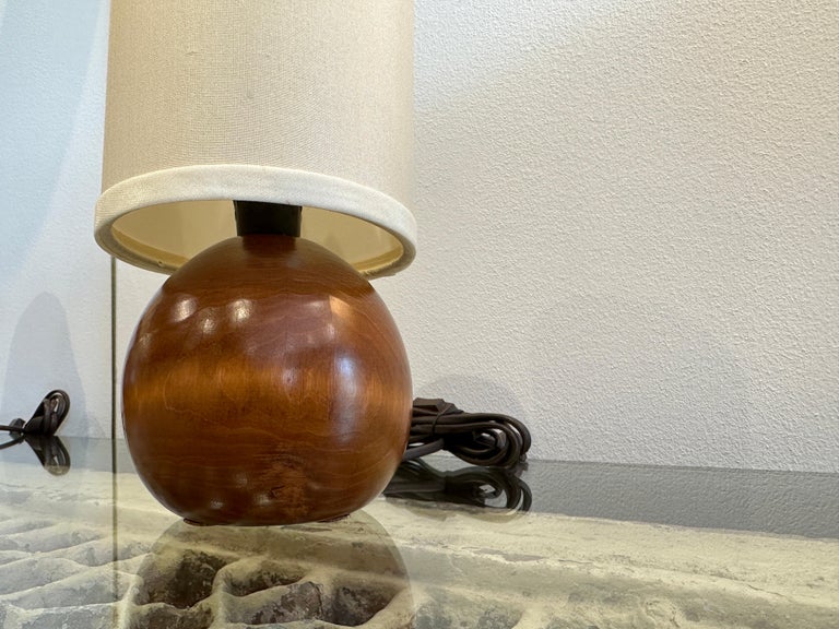 Mid-Century Scandinavian Teak Wood Globe Table Lamp For Sale at 1stDibs