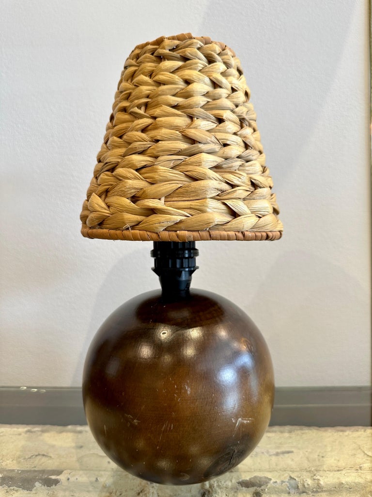 Mid-Century Scandinavian Teak Wood Globe Table Lamp For Sale at 1stDibs