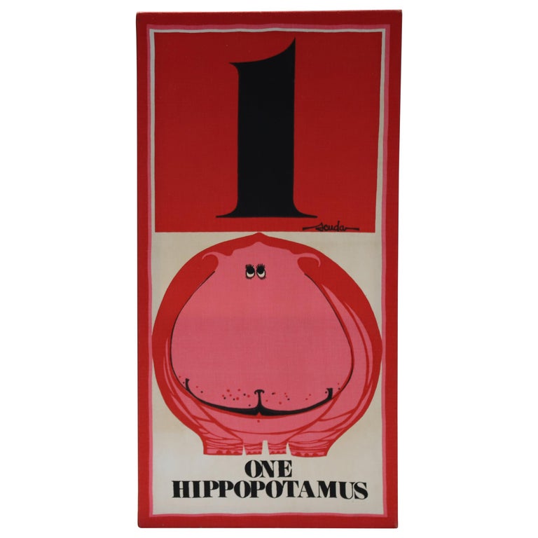 Midcentury Scuda Hippo Fabric Art at 1stDibs | scuda artist ...