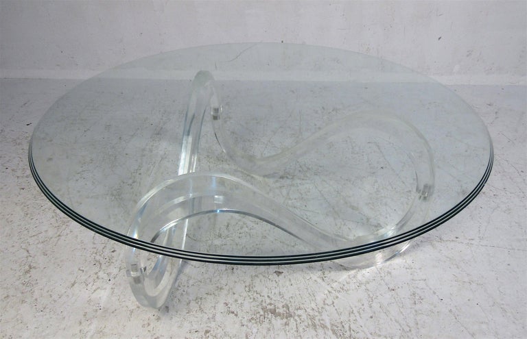 Midcentury Sculpted Base Lucite Coffee Table at 1stDibs | mid century ...