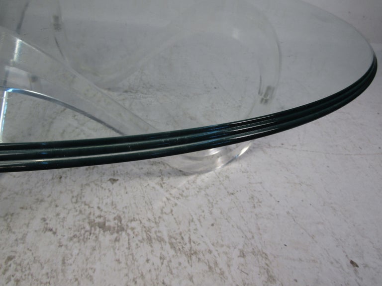 Midcentury Sculpted Base Lucite Coffee Table at 1stDibs | mid century ...