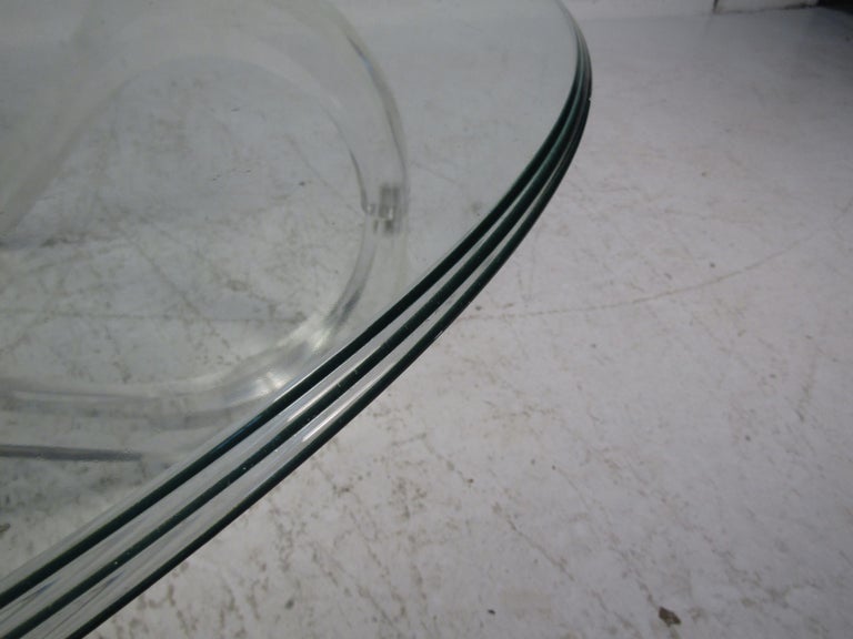 Midcentury Sculpted Base Lucite Coffee Table at 1stDibs | mid century ...