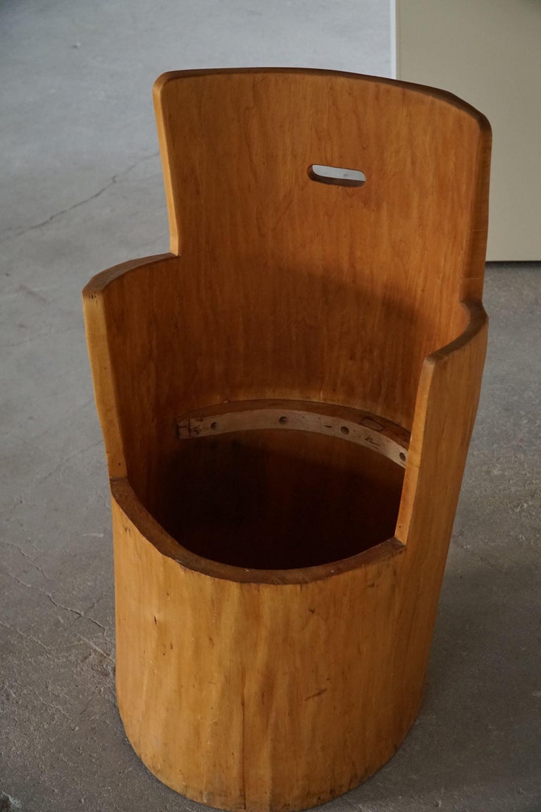 Mid Century Sculptural Carved Brutalist Stump Chair in Solid Pine ...