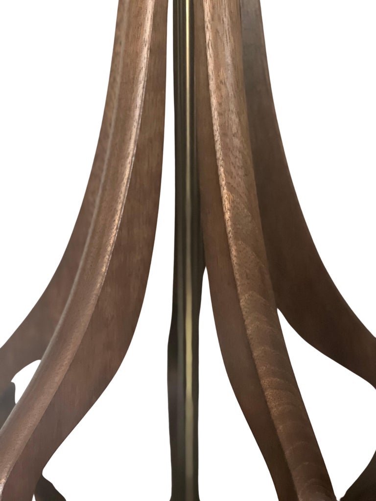 Mid Century Sculptural Walnut Table Lamps For Sale at 1stDibs