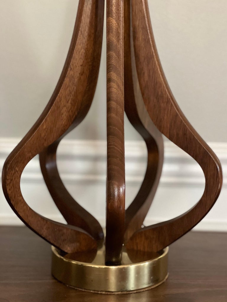 Mid Century Sculptural Walnut Table Lamps For Sale at 1stDibs