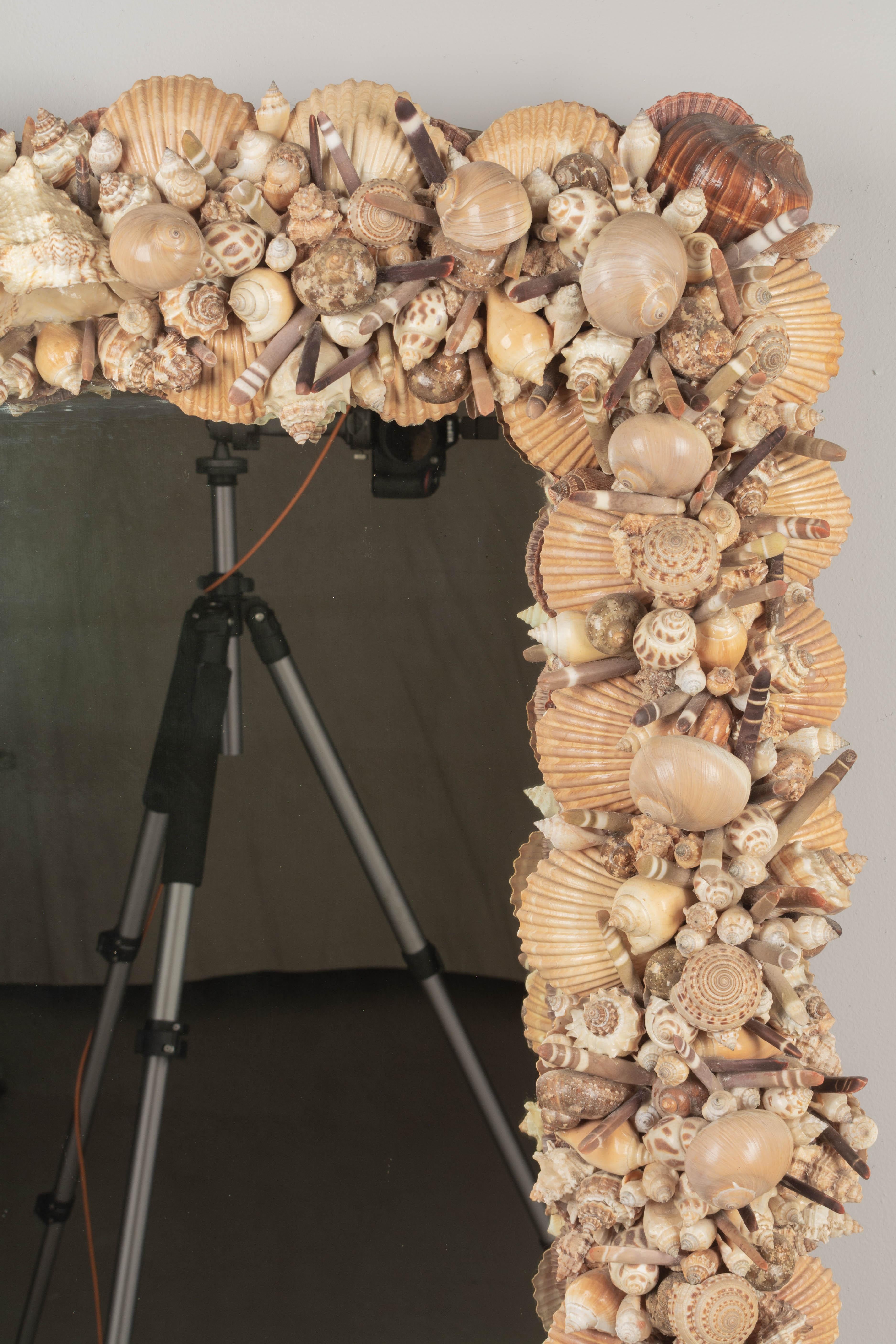 Mid Century Seashell Encrusted Wall Mirror For Sale at 1stDibs