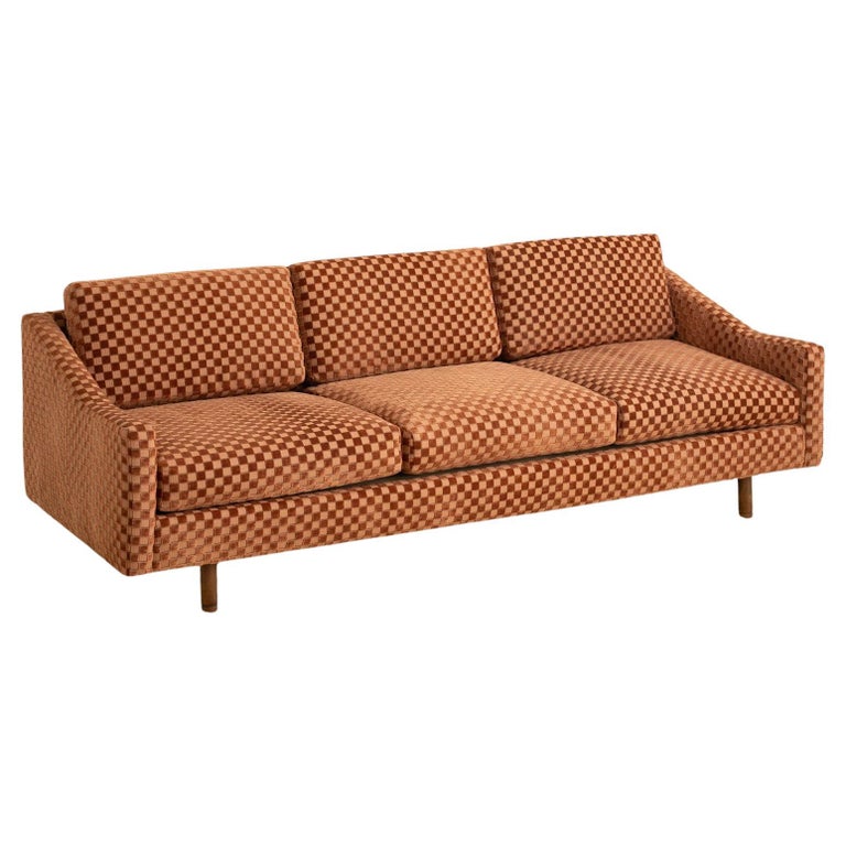 Mid Century Selig Sofa in Checkered Velvet at 1stDibs