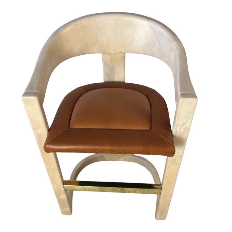 Mid-Century Set of 4 Onassis Bar Stools by Karl Springer For Sale at ...