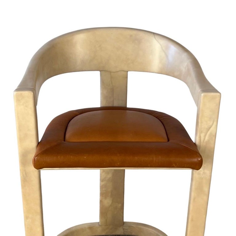 Mid-Century Set of 4 Onassis Bar Stools by Karl Springer For Sale at ...