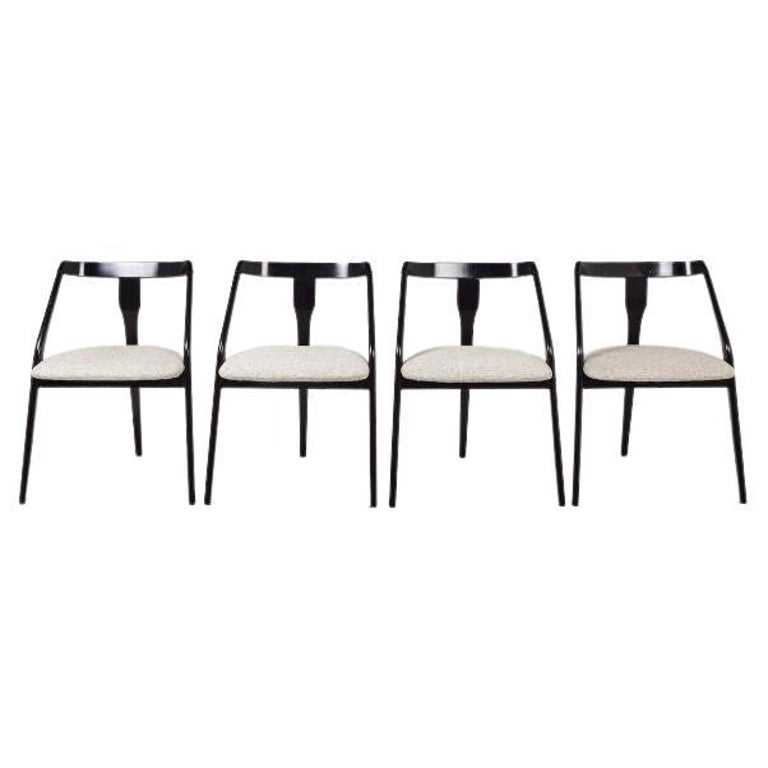 Mid-Century Set of 5 German Chairs in Wood with Black Frame For Sale at ...