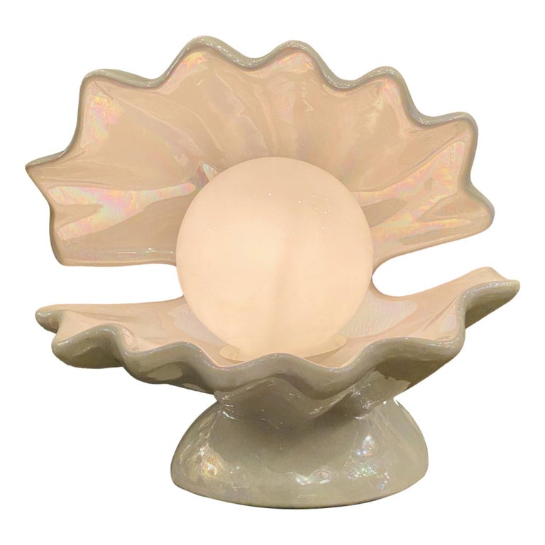 Mid Century Shell Shaped Porcelain Lamps For Sale at 1stDibs