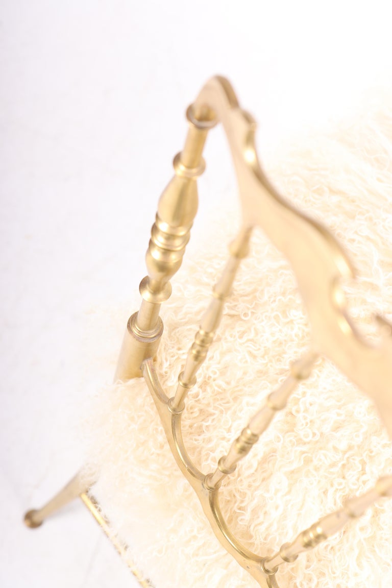 Mid-Century Side Chair in Brass and Sheepskin, Made in Italy, 1950s For Sale at 1stDibs