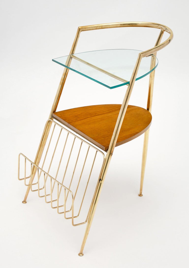 Midcentury Side Table and Magazine Stand at 1stDibs