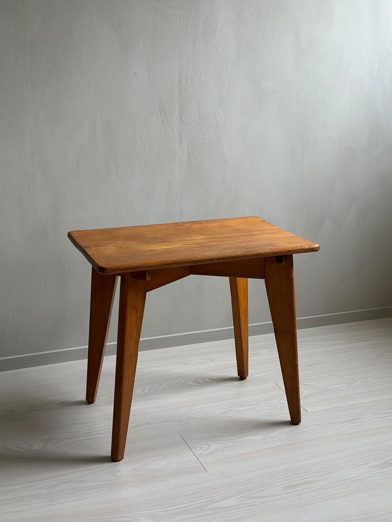 Midcentury Side Table in Style of Jean Prouvé, France, 1950s For Sale ...