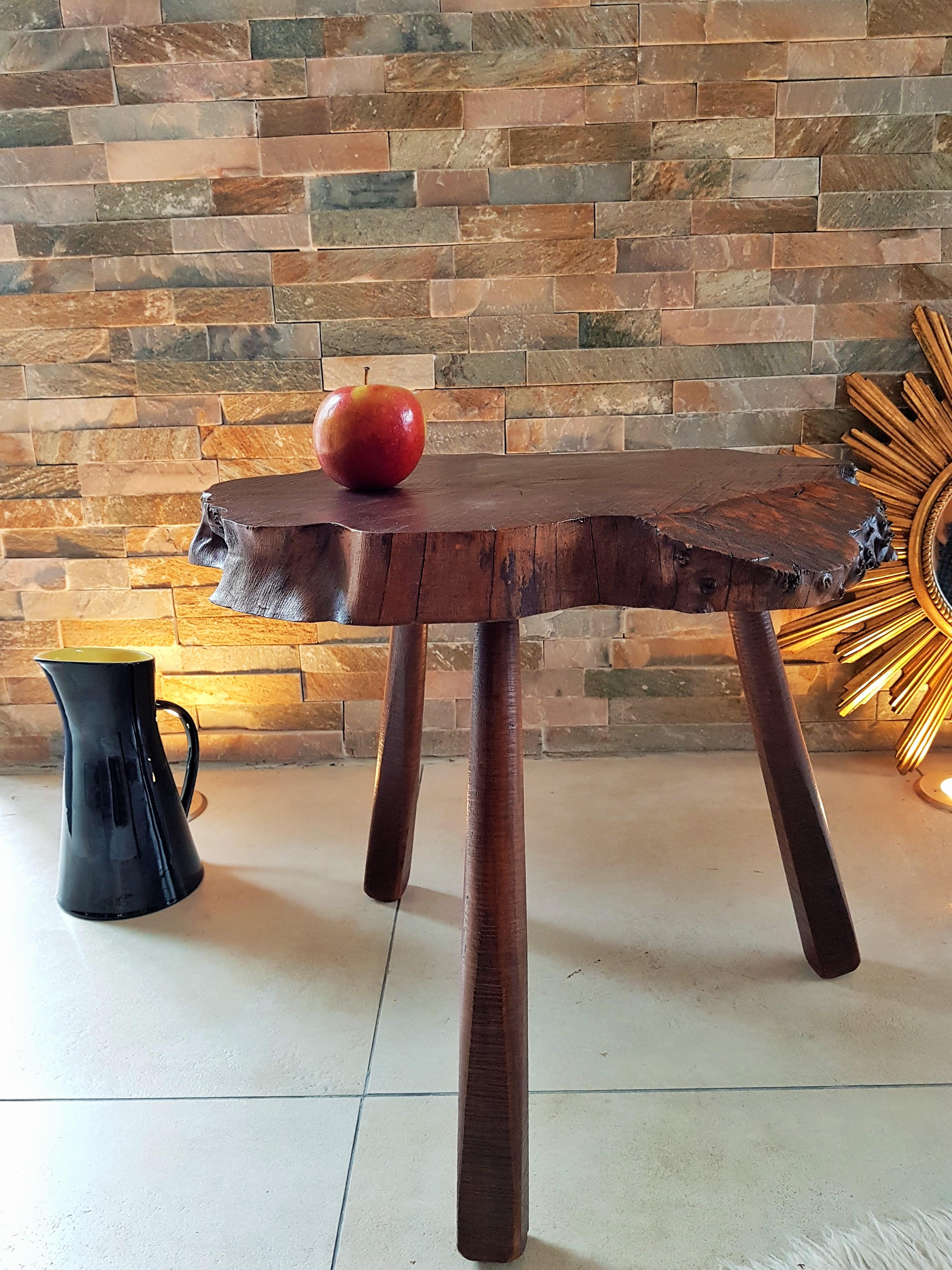 Midcentury Side Table Stool Minimal Rustic Primitive at 1stDibs