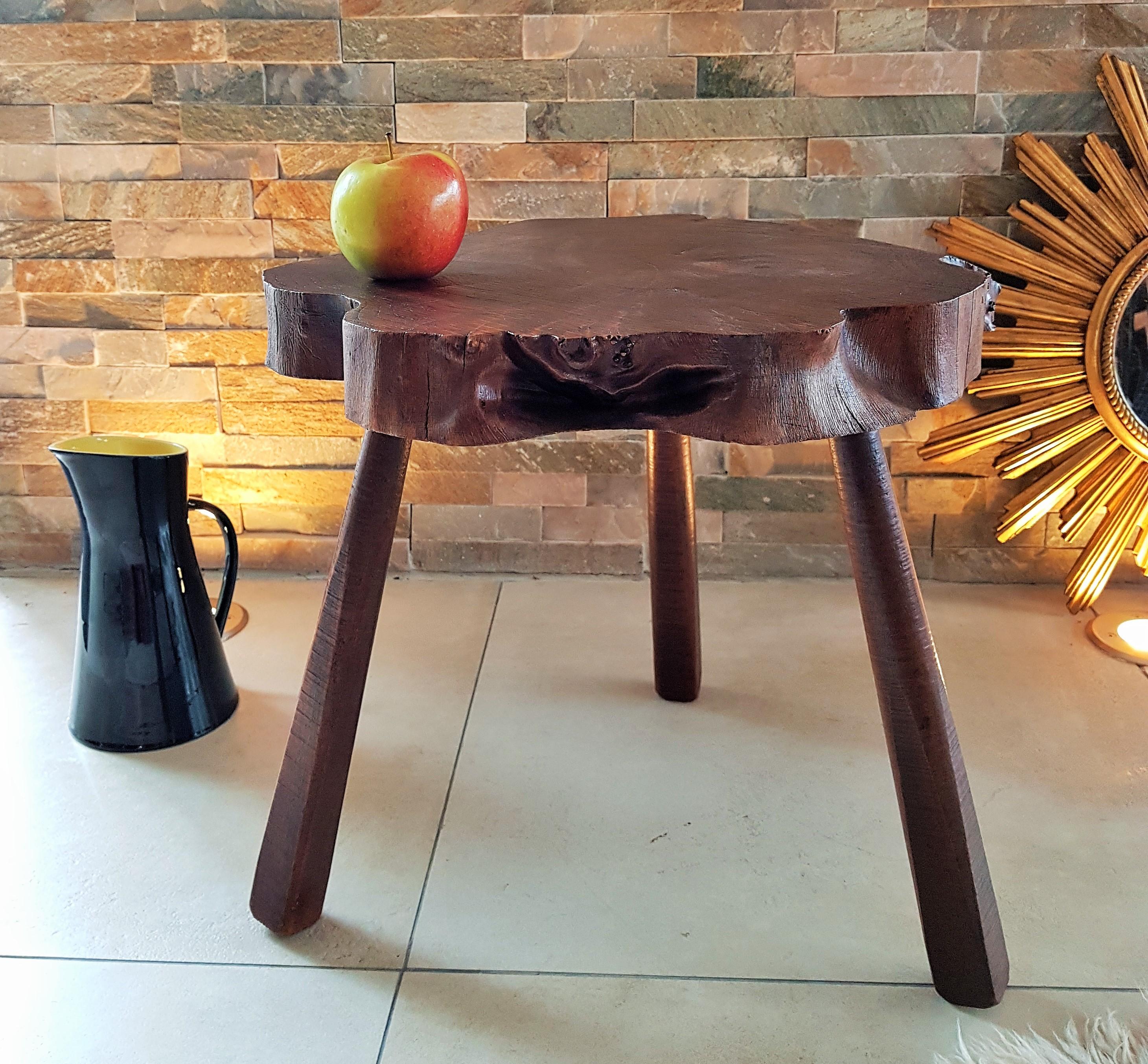 Midcentury Side Table Stool Minimal Rustic Primitive at 1stDibs