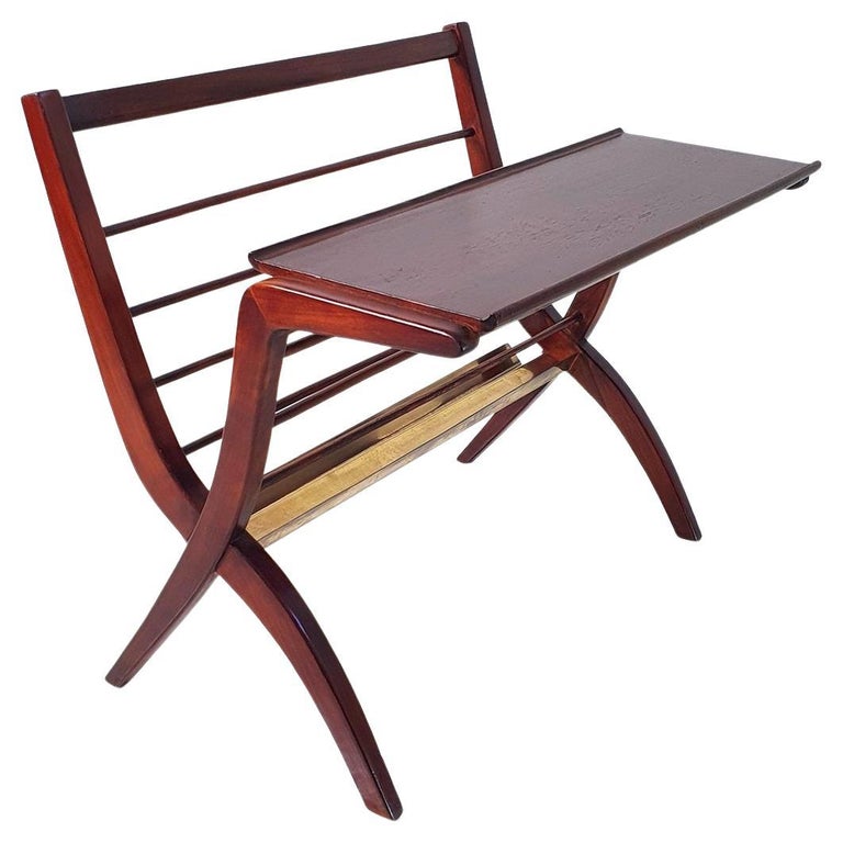 Mid Century Side Table with Magazine Holder Italy at 1stDibs