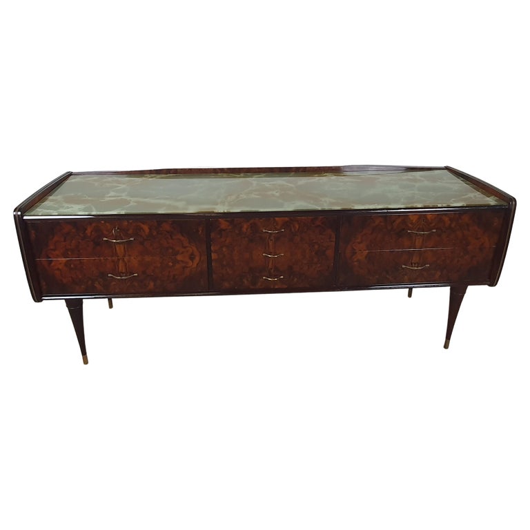 Mid-Century Sideboard with Glass Top For Sale at 1stDibs
