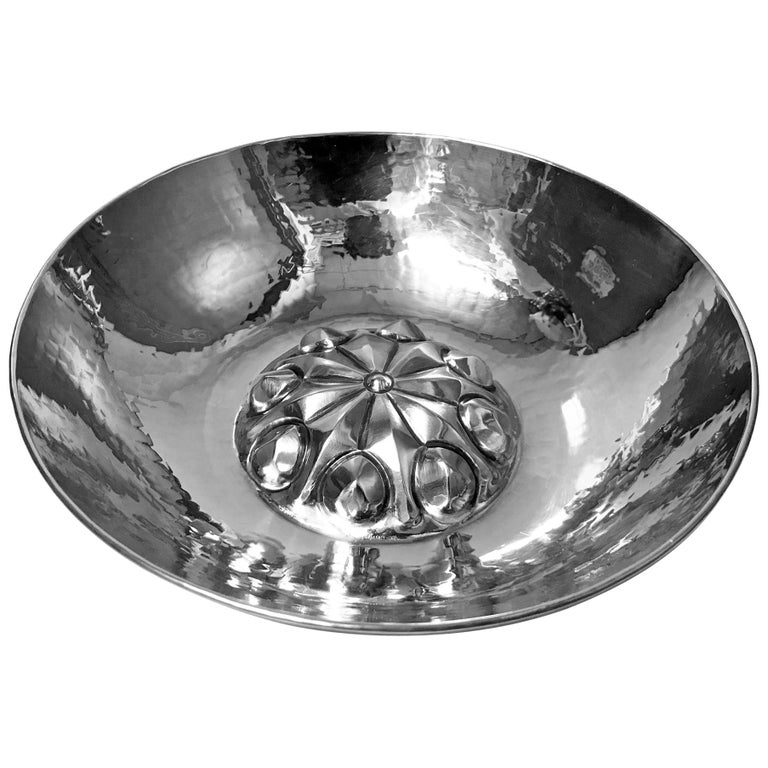 Midcentury Silver Hammered Bowl, Probably Eastern For Sale at 1stDibs