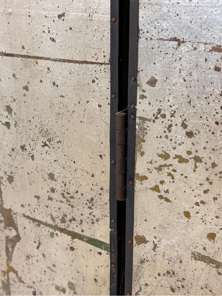 Mid-Century Silver Leaf and Brass Asian Room Divider Folding Screen For ...