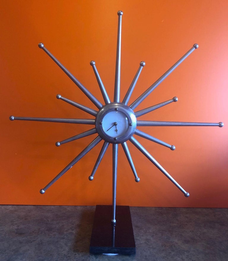 Midcentury Silver Plated Sunburst Mantle Clock at 1stDibs | mid century ...