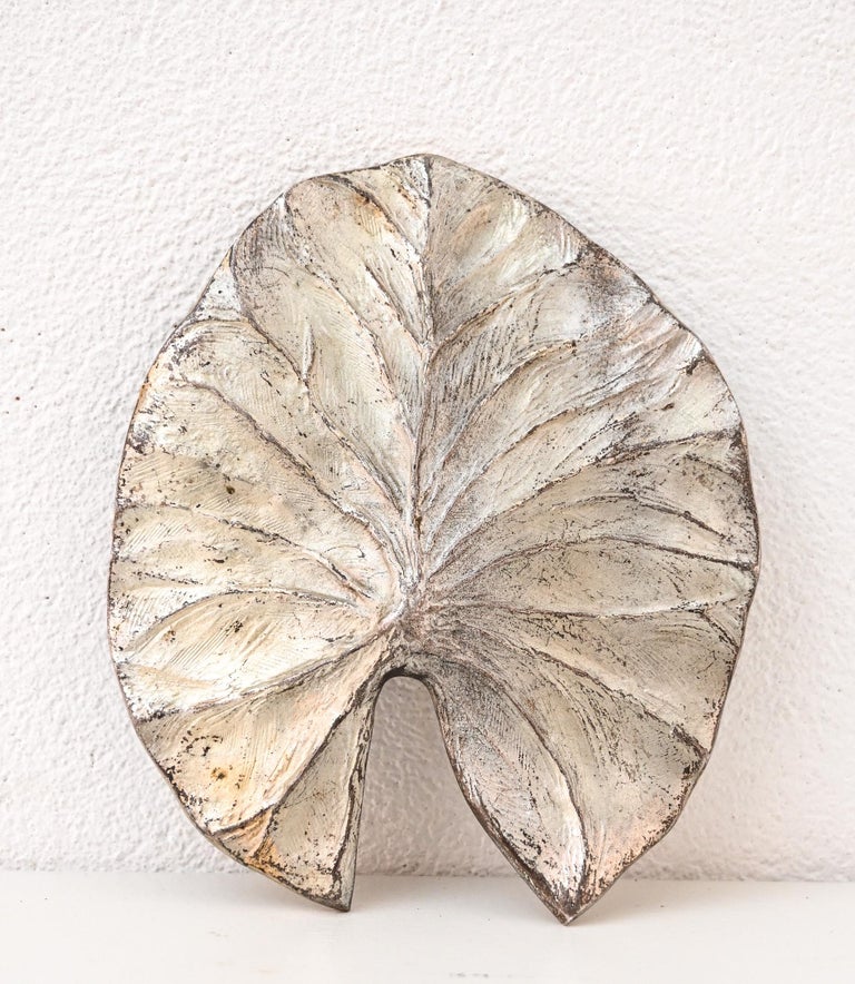 Mid-Century Silvered Bronze Lily Leaf by Chrystaine Charles For Sale at 1stDibs