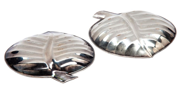 Mid Century Silverplate Leaf Trays For Sale at 1stDibs