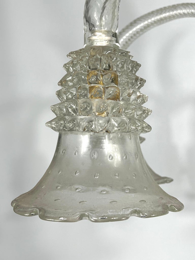 Mid-Century Six Arms Murano Bullicante Rostrato Chandelier by Ercole ...
