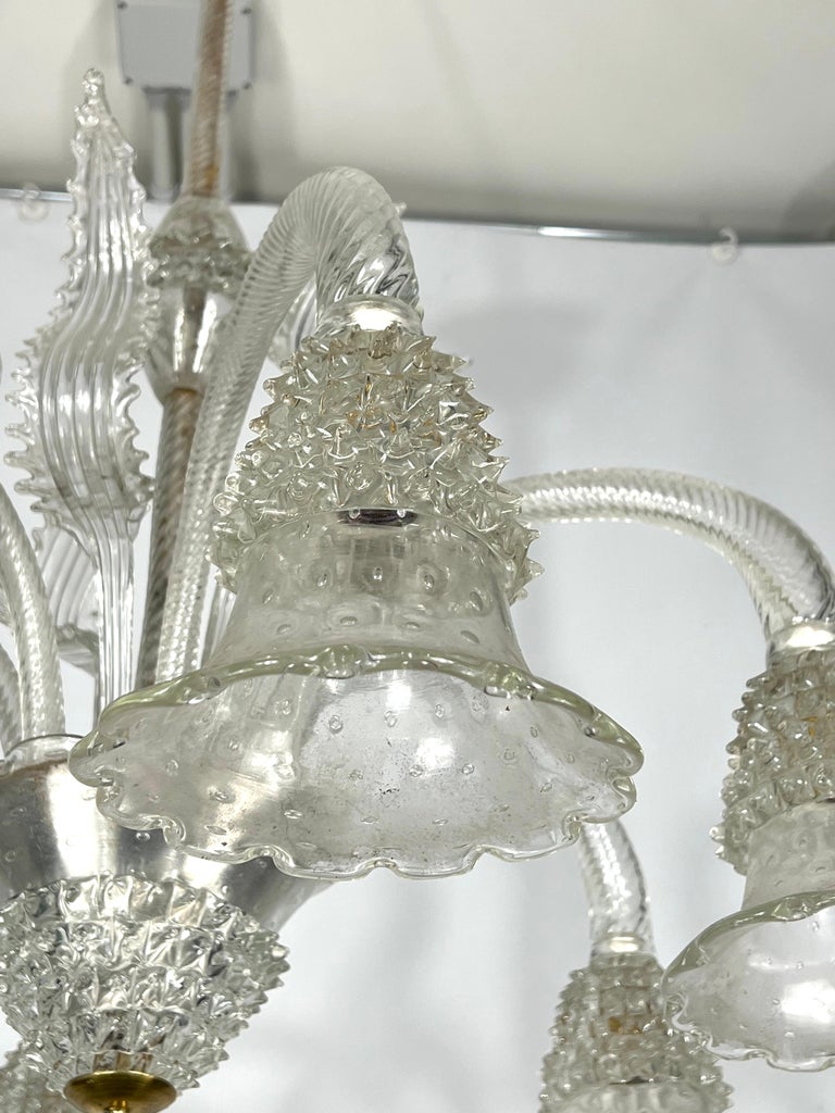 Mid-Century Six Arms Murano Bullicante Rostrato Chandelier by Ercole ...