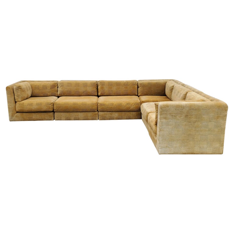Mid-Century Six Piece Sectional Cube Sofa For Sale at 1stDibs
