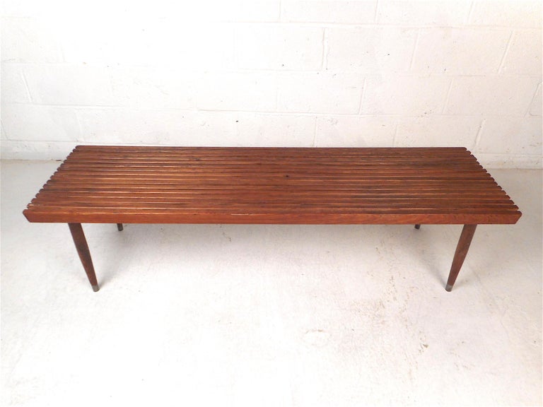 Midcentury Slat Bench For Sale at 1stDibs | mcm slat bench, mid century slat bench, slat bench ...