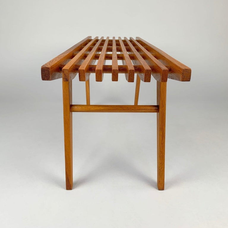 Mid-Century Slat Bench, Plant Stand, 1960's at 1stDibs