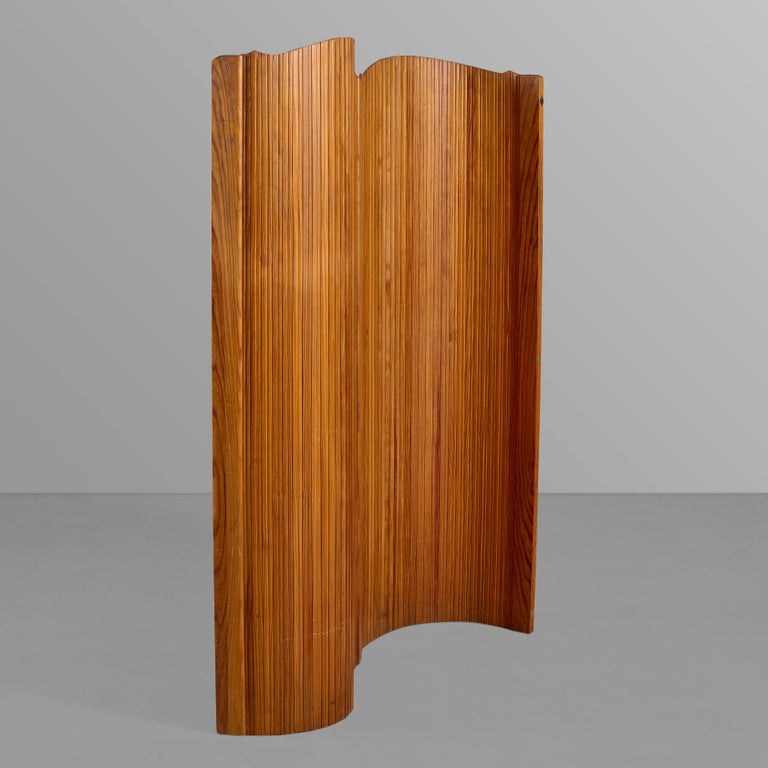 Mid-Century Slatted Folding Screen For Sale at 1stDibs
