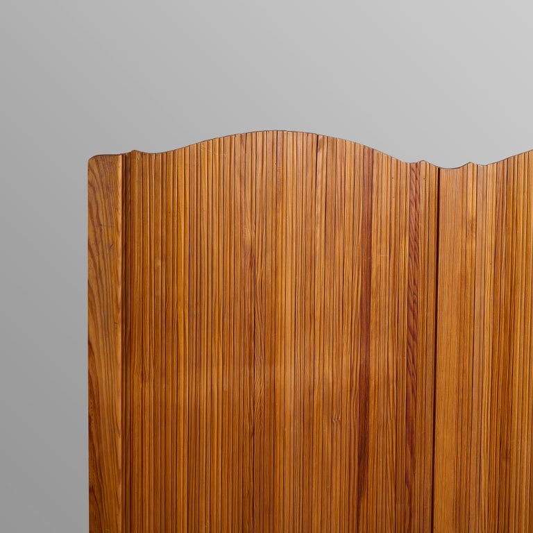 Mid-Century Slatted Folding Screen For Sale at 1stDibs